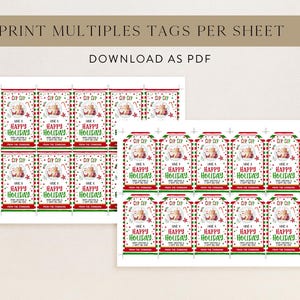 Editable Sip Sip Have a Happy Holiday Tag, Beer Wine Straw Cup Spirits ...