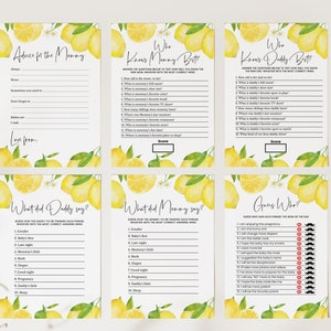 Editable Lemon Baby Shower Games Bundle, Lemon Gender Neutral Baby ...
