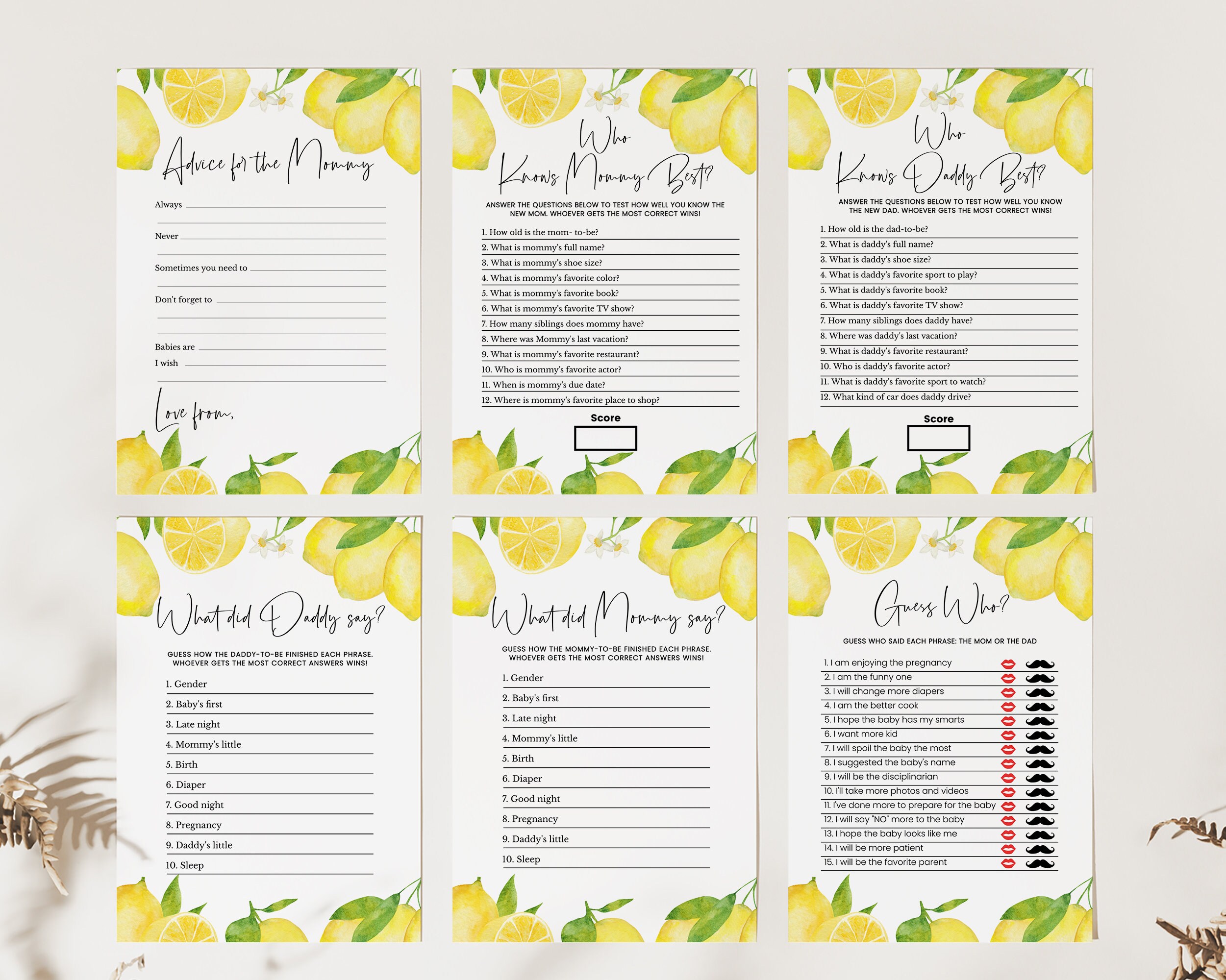Editable Lemon Baby Shower Games Bundle, Lemon Gender Neutral Baby ...