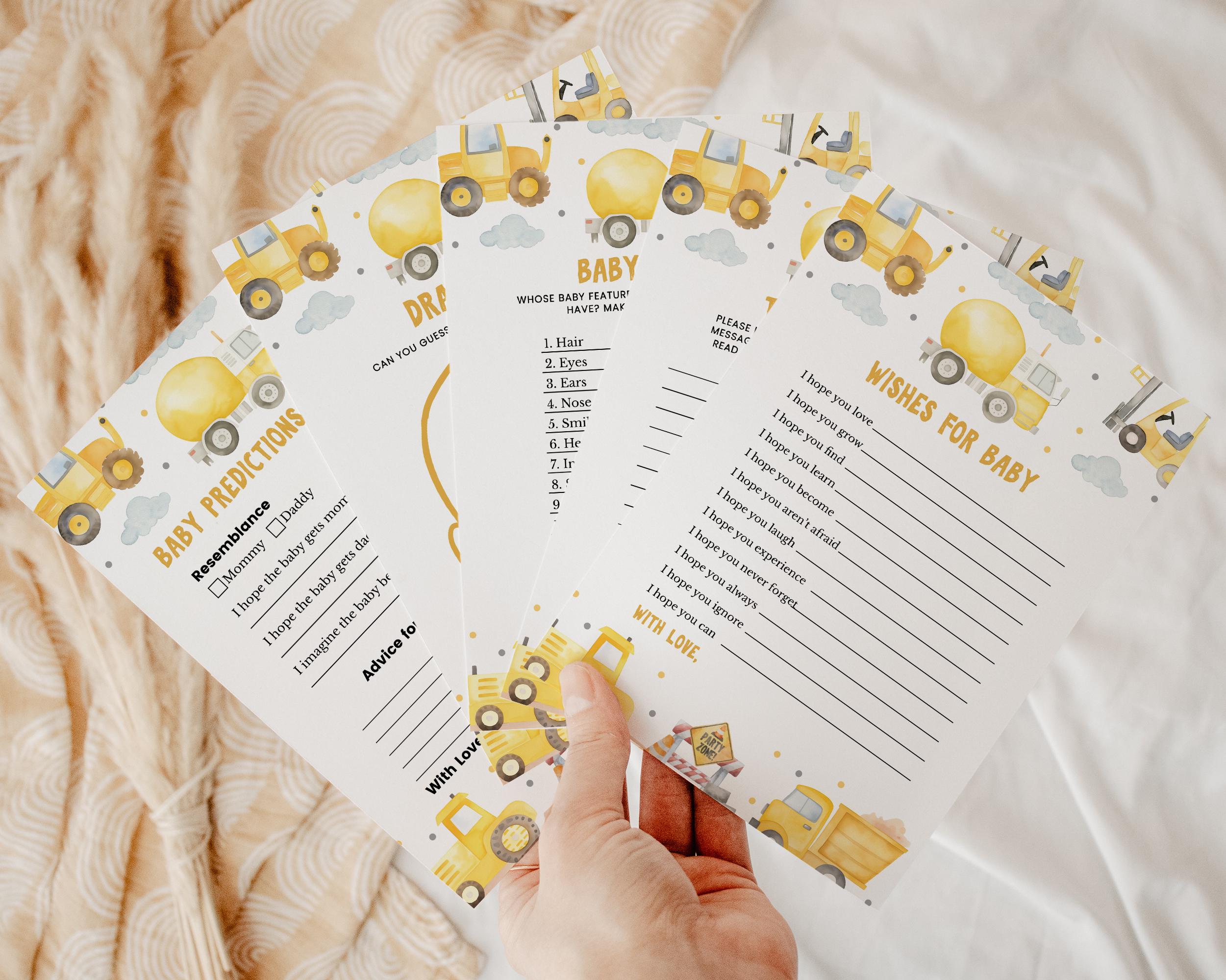 Editable Baby Under Construction Baby Shower Game Bundle, Modern ...