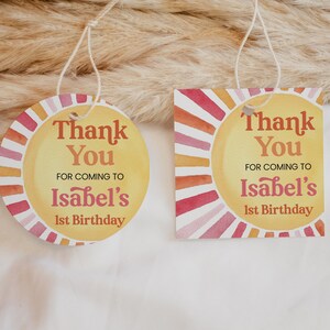 Editable Our Little Sunshine Birthday Favor Tag, Boho Sun Birthday ...