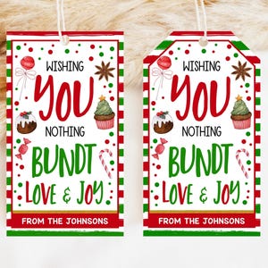 Editable Wishing You Nothing but Bundt Love and Joy Tag, Bundt ...