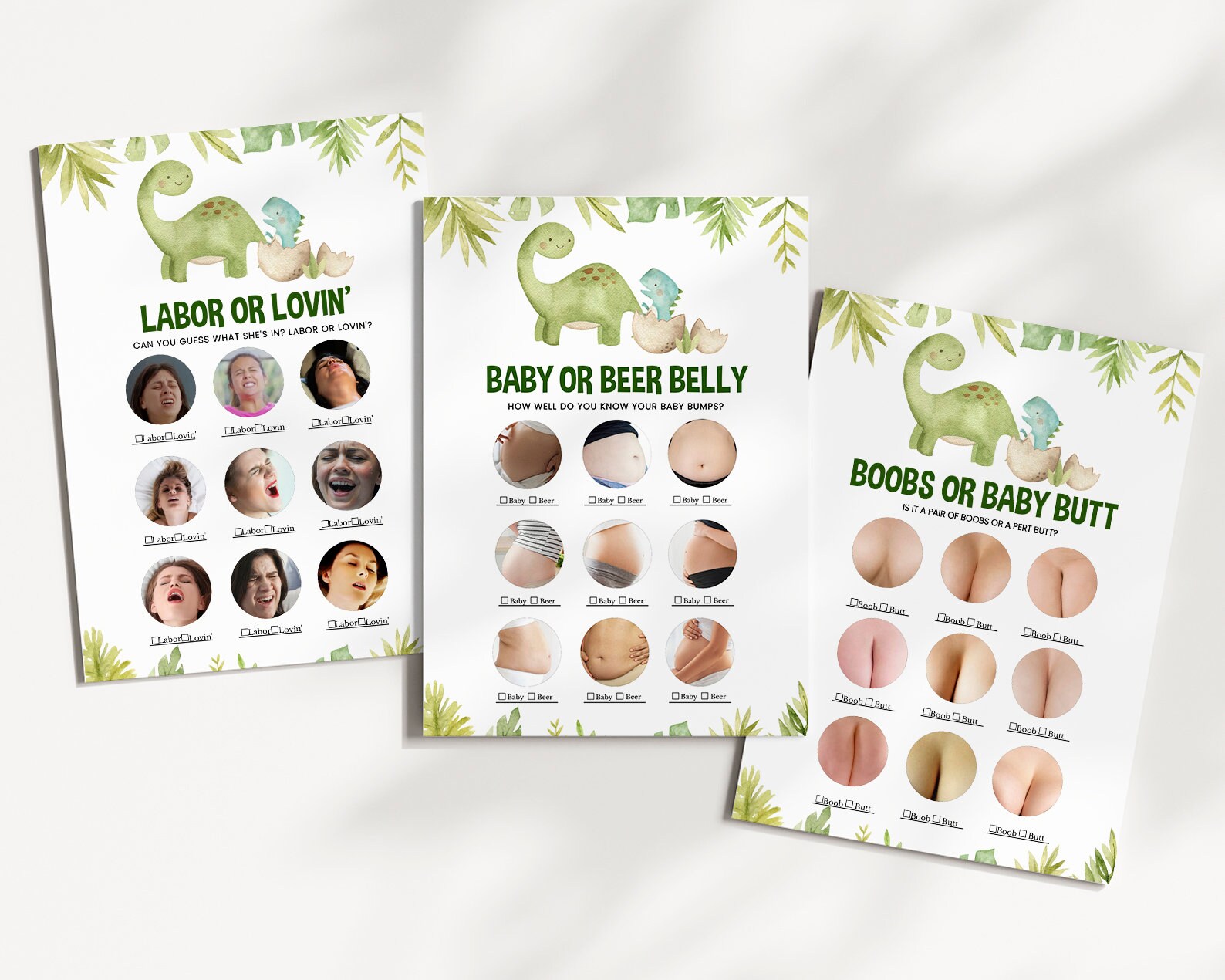 Editable Dinosaur Baby Shower Game Bundle Boho Greenery - Etsy