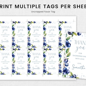 Editable Blueberry Baby Shower Favor Tag, Berry Sweet Blueberry Baby ...