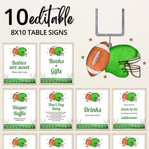 Editable Little All Star Boy Baby Shower Table Sign, American Football ...
