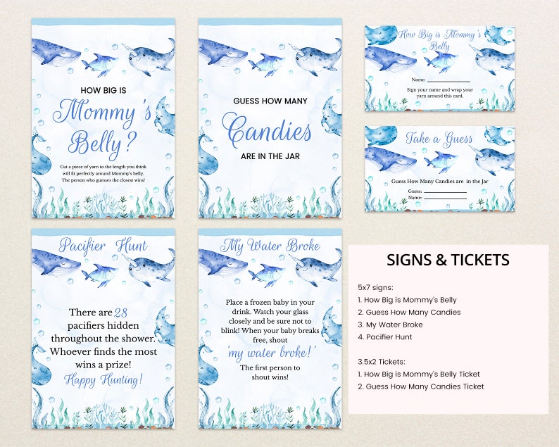 Editable Under the Sea Baby Shower Game Bundle Ocean Baby - Etsy