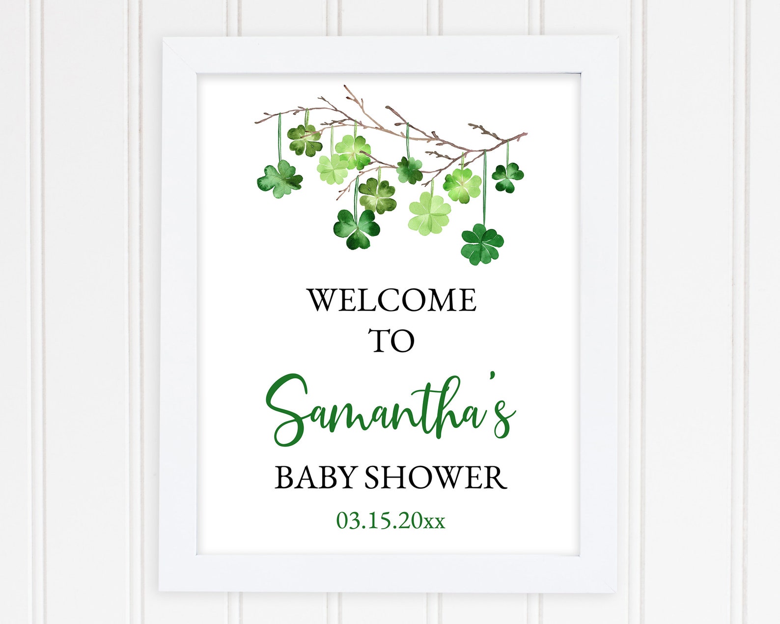 Editable A Little Lucky Charm Baby Shower Welcome Sign, St. Patrick's ...