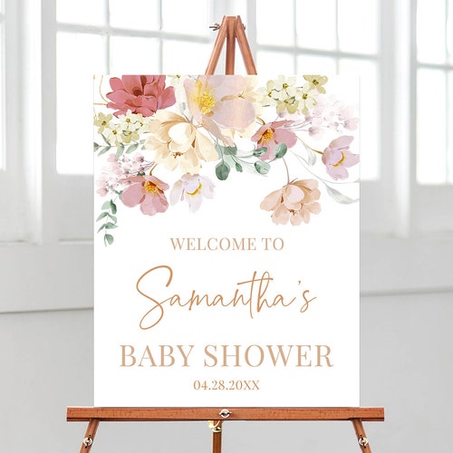 Editable Baby in Bloom Baby Shower Welcome Sign Spring - Etsy