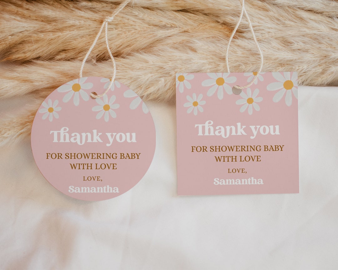 Editable Daisy Baby Shower Favor Tag, Bohemian Daisy Baby Shower Thank ...