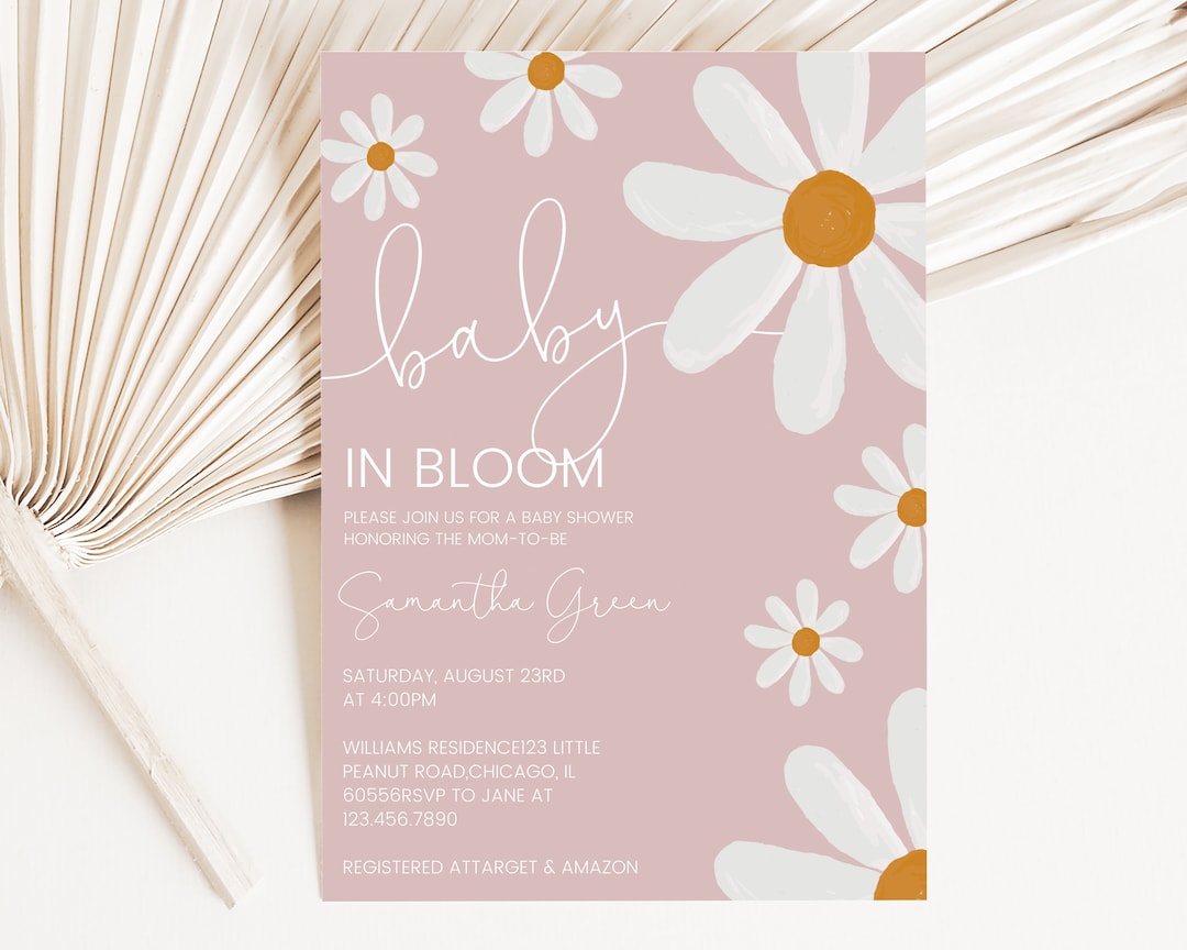 Editable Daisy Baby Shower Invitation, Baby in Bloom Daisy Baby Shower ...