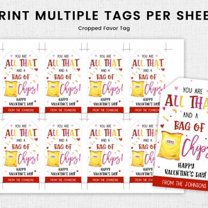 Editable You're All That Bag of Chips Valentine Gift Tag, Valentine ...