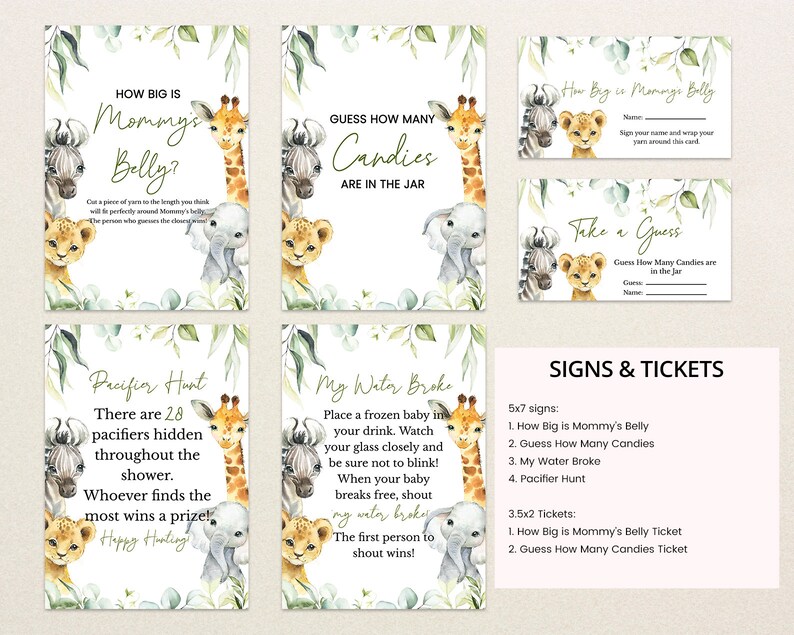 Editable A Little Wild One Baby Shower Game Bundle Safari - Etsy