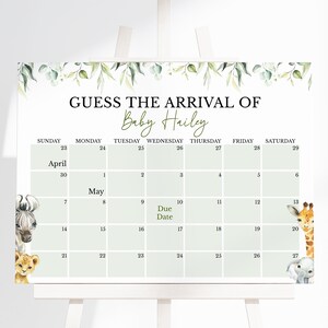 Editable A Little Wild One Baby Shower Guess Baby's Arrival, Safari ...