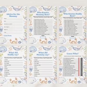 Editable Boy Under the Sea Baby Shower Game Bundle, Ocean Baby Shower ...