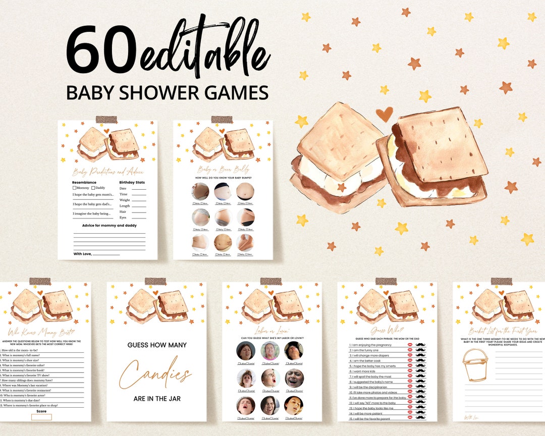 Editable S'more to Love Baby Shower Game Bundle, S'mores Baby Shower ...