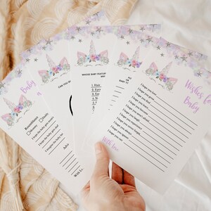 Editable Unicorn Baby Shower Game Bundle, Unicorn Baby Shower Game Pack ...