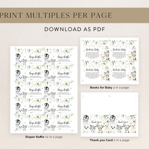 Editable Winter Arctic Animals Baby Shower Invitation Bundle, Greenery ...