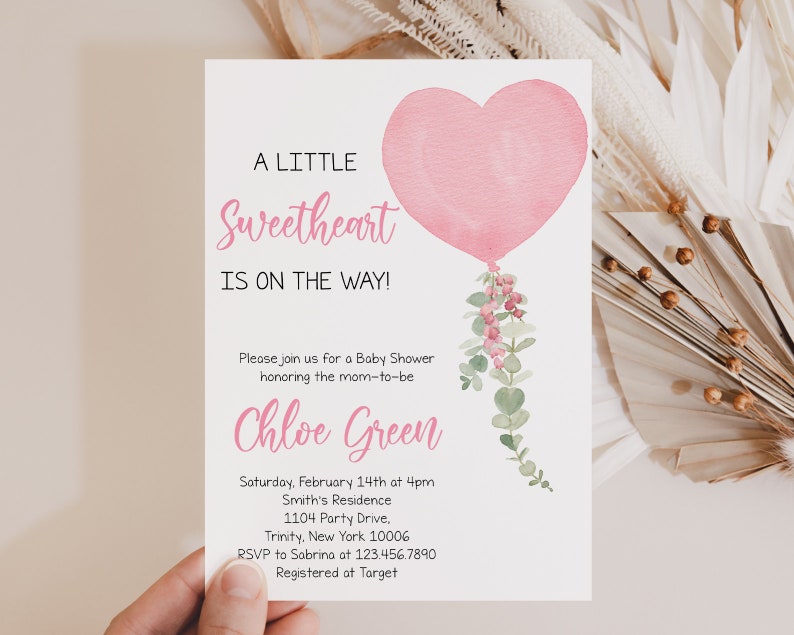Editable Valentine Baby Shower Invitation A Little Sweetheart - Etsy