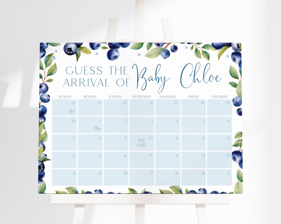 Editable Blueberry Baby Shower Guess Baby's Arrival, Berry Sweet ...