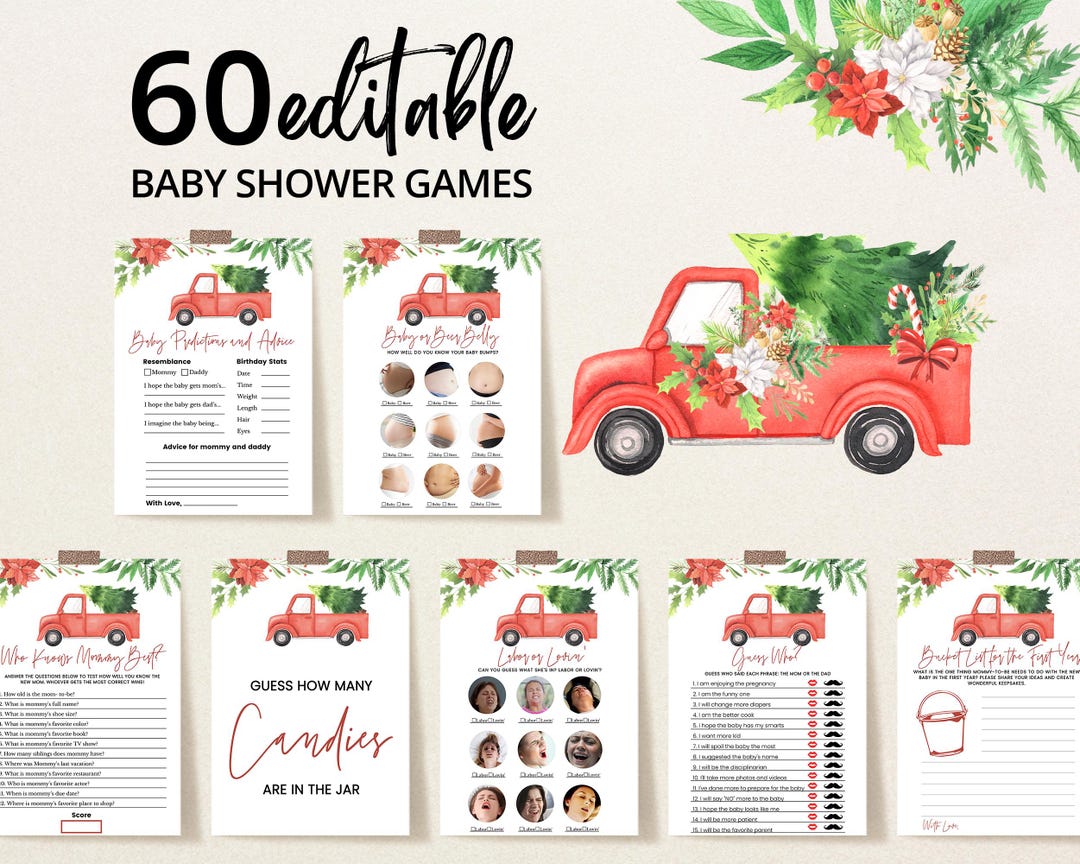 Editable A Little Bundle of Joy Baby Shower Game Bundle, Christmas Baby ...
