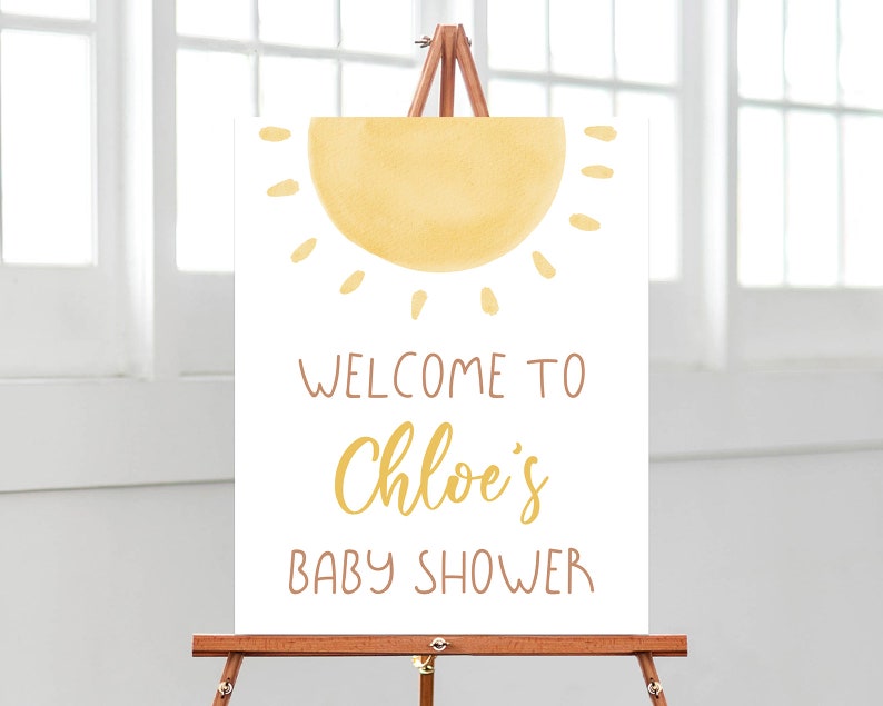 Editable Sunshine Baby Shower Welcome Sign Boho Sunshine - Etsy