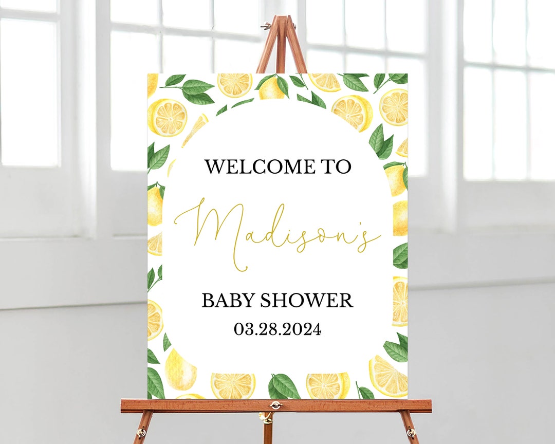 Editable Gender Neutral Lemon Baby Shower Welcome Sign, Lemon Baby ...