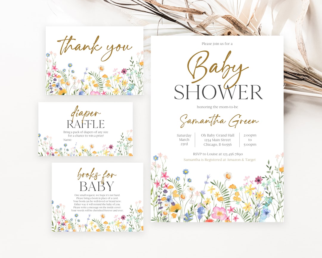 Editable Spring Baby Shower Invitation Bundle, May Flowers Baby Shower ...