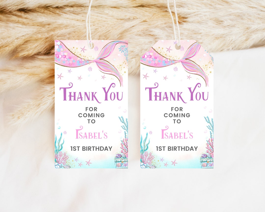Editable Mermaid Birthday Favor Tag, Mermaid Bash Under the Sea ...