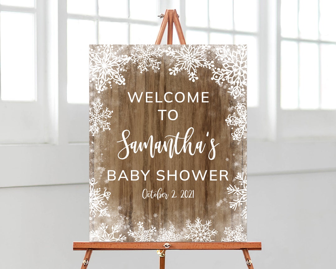 Editable Rustic Baby It's Cold Outside Baby Shower Welcome Sign, Winter ...