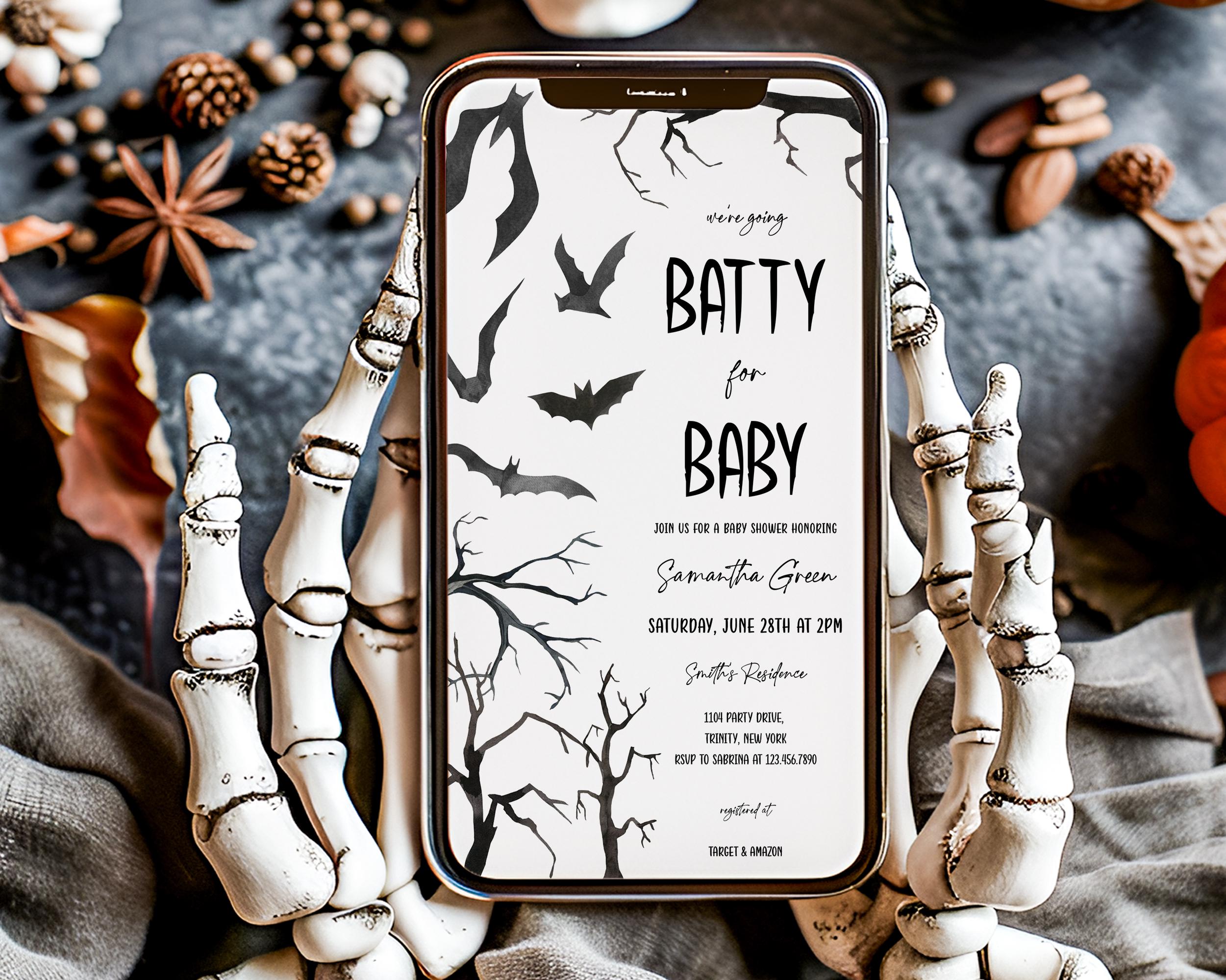 Editable We're Going Batty for Baby Shower Invitation, Gender Neutral ...