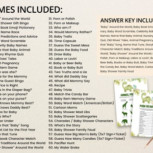 Editable Dinosaur Baby Shower Game Bundle, Boho Greenery Dinosaur Baby ...