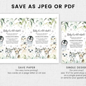 Editable Winter Arctic Animals Baby Shower Invitation Bundle - Etsy