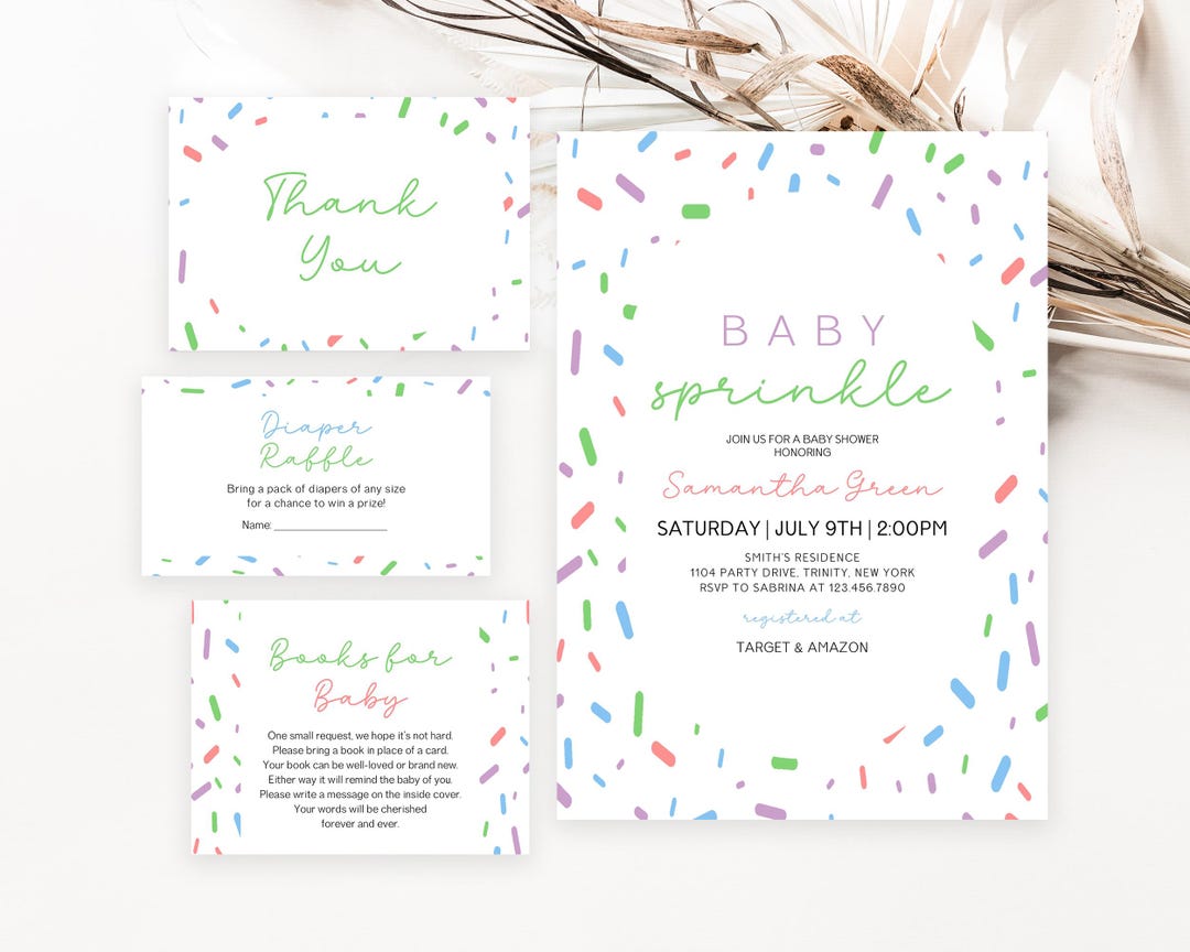 Editable Gender Neutral Baby Sprinkle Invitation Bundle, Baby Sprinkle ...