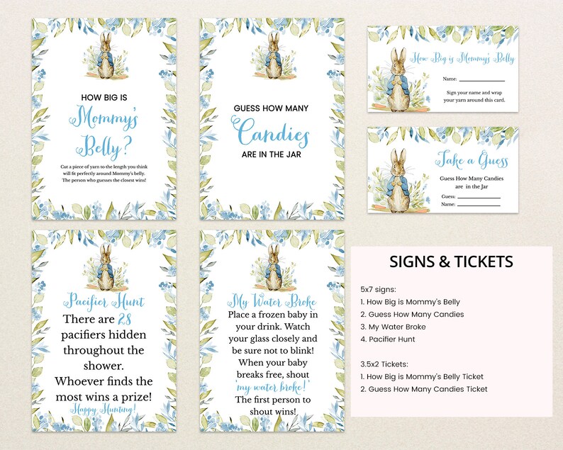 Editable Peter Rabbit Baby Shower Game Bundle Blue Peter - Etsy UK