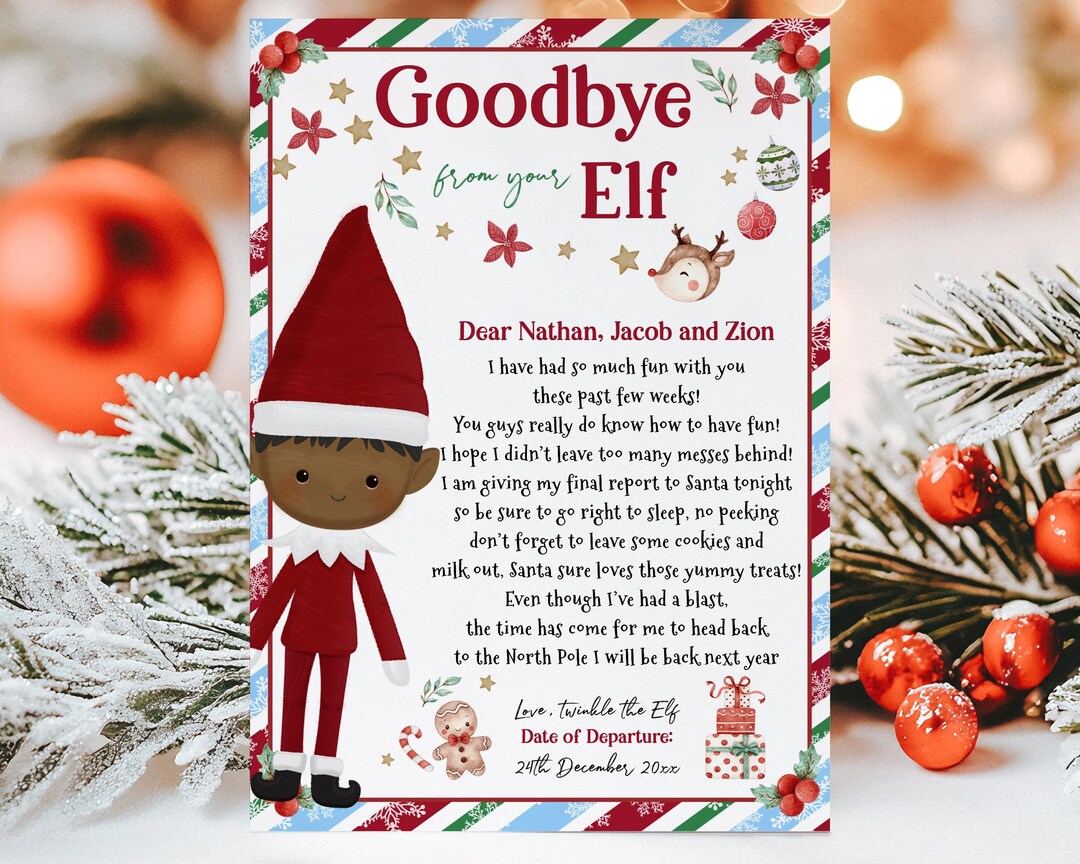 Editable Boy Goodbye Letter From Elf, Boy Elf Farewell Letter, Goodbye ...