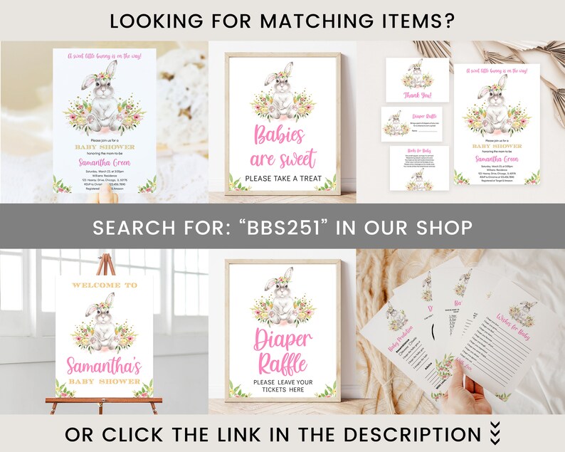 Editable Floral Rabbit Baby Shower Game Bundle, Pink Rabbit Baby Shower ...