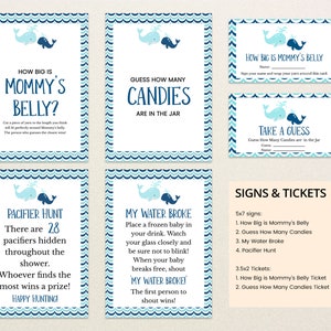 Editable Whale Baby Shower Game Bundle, Blue Whale Baby Shower Games ...
