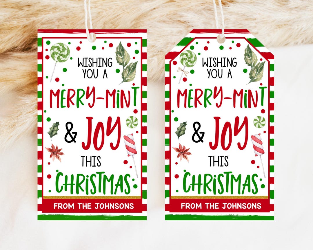 Editable Wishing You a Merry-mint and Joy Christmas Tag, Mint Christmas ...