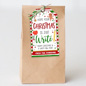 Editable Hope Your Christmas is Just Write Tag, Pencil Christmas Gift ...