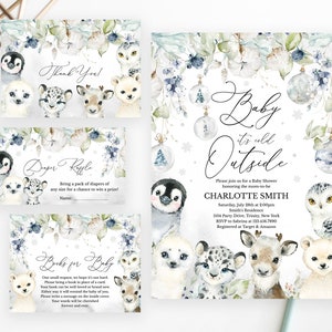 Editable Winter Arctic Animals Baby Shower Invitation Bundle - Etsy