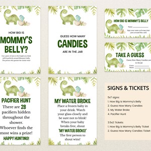Editable Dinosaur Baby Shower Game Bundle, Boho Greenery Dinosaur Baby ...