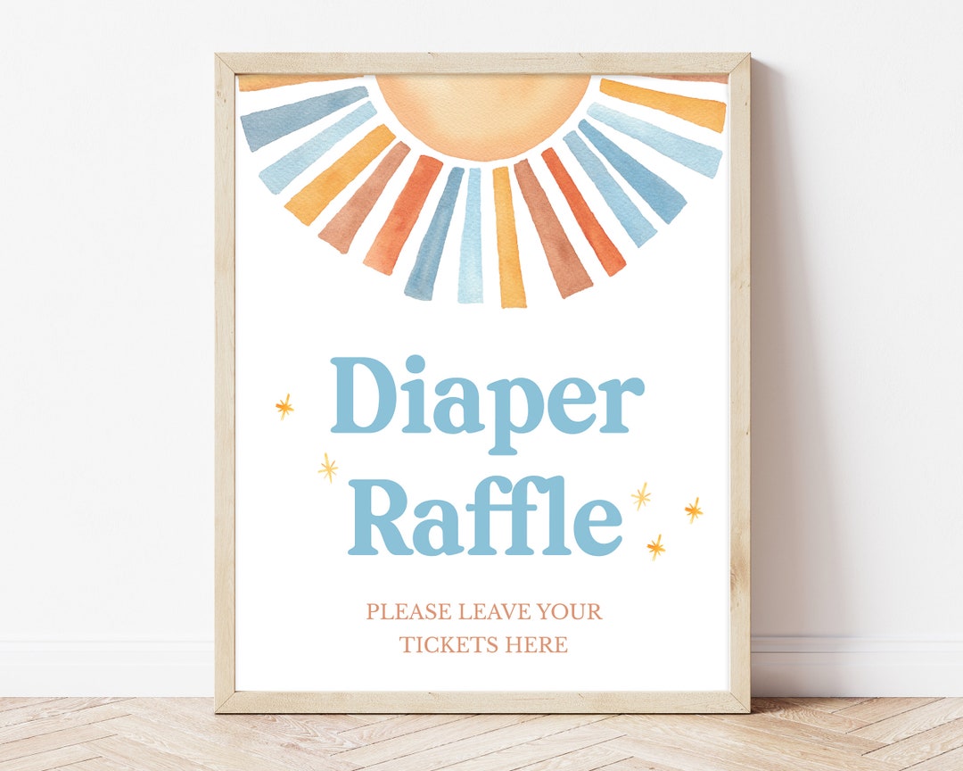 Diaper Raffle Sign Sunshine Baby Shower, Here Comes the Son Baby Shower ...