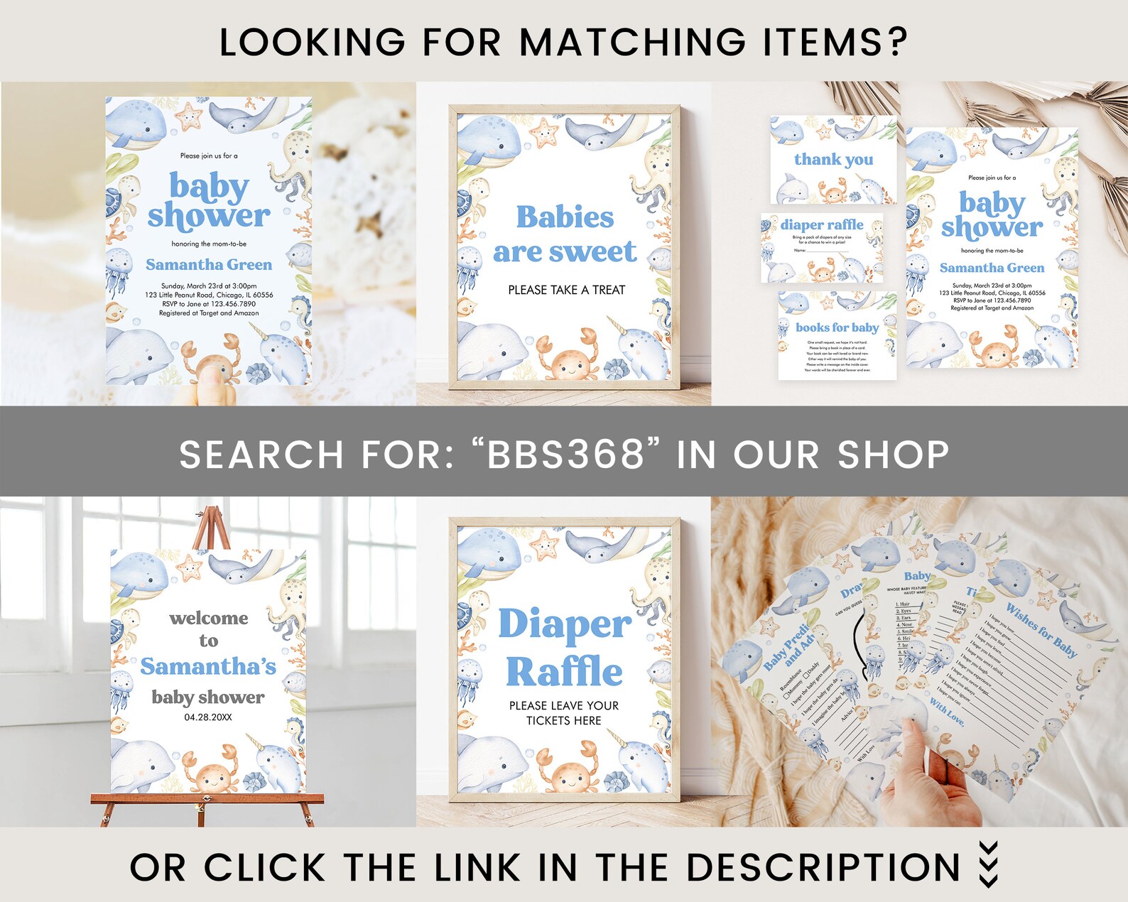 Editable Boy Under the Sea Baby Shower Game Bundle, Ocean Baby Shower ...