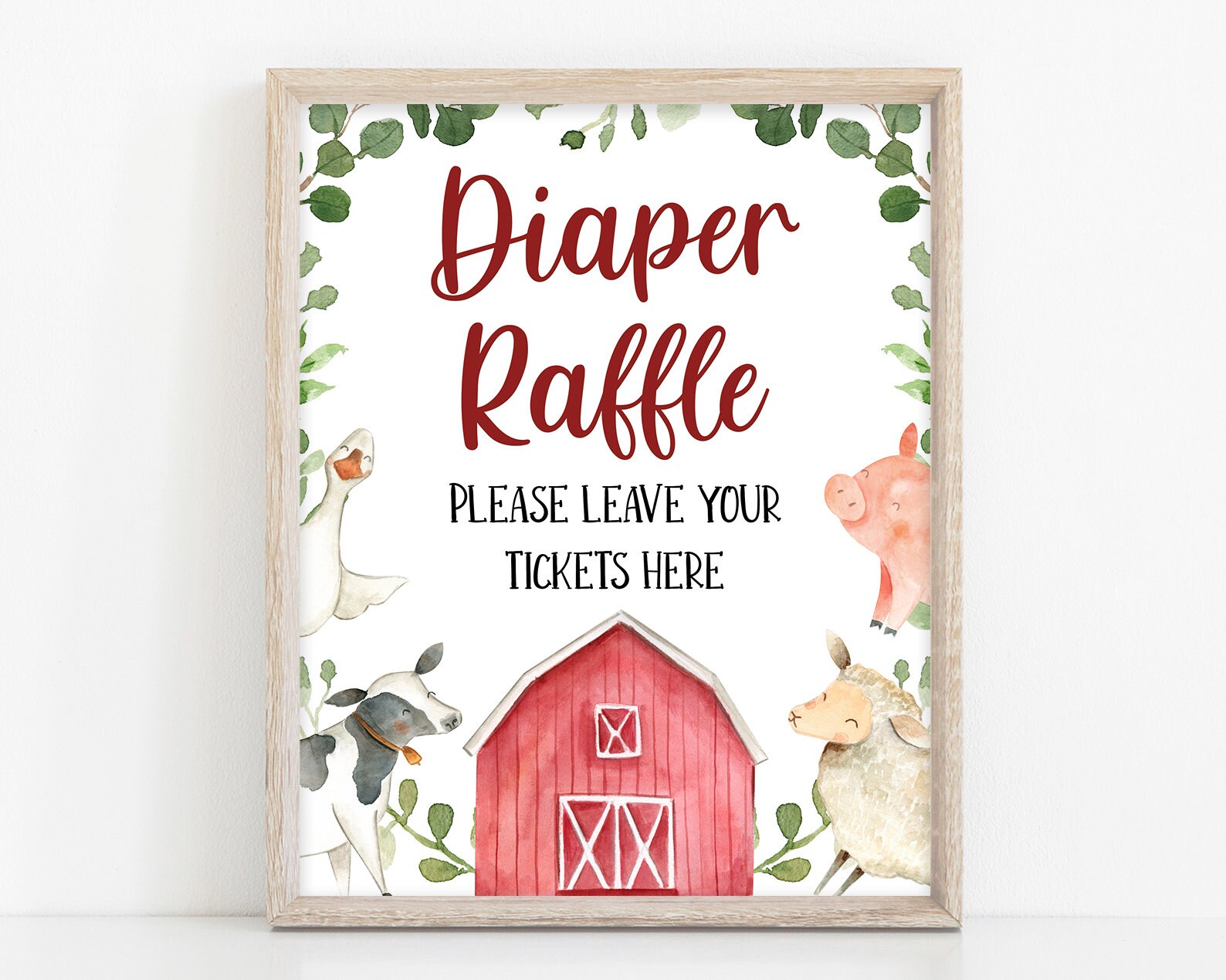 Diaper Raffle Sign Farm Baby Shower Greenery Farm Baby | Etsy