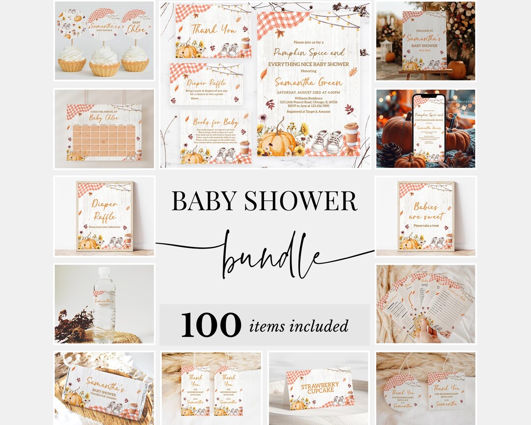 Editable Gender Neutral Pumpkin Spice Everything Nice Baby Shower ...