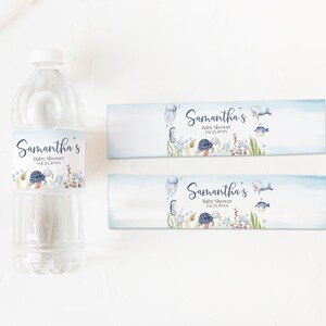 Editable Boy Under the Sea Baby Shower Water Bottle Label, Ocean Baby ...
