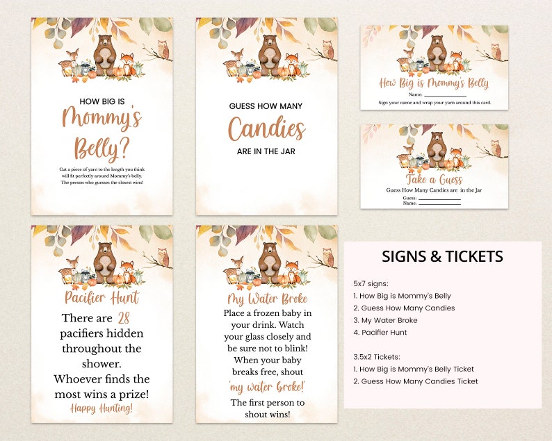 Editable Fall Woodland Baby Shower Game Bundle Oh Boy - Etsy