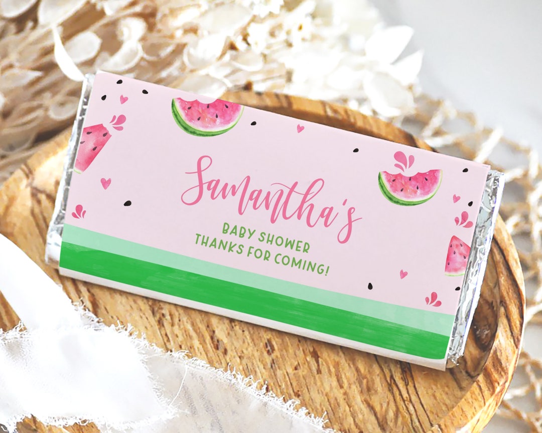 Editable Pink Watermelon Baby Shower Chocolate Wrapper, Watermelon Baby ...