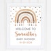 Editable Boho Rainbow Baby Shower Welcome Sign, Rustic Rainbow Baby ...
