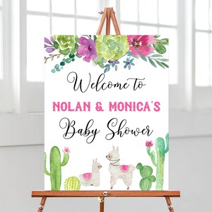 Editable Llama Baby Shower Welcome Sign, Cactus Llama Baby Shower ...